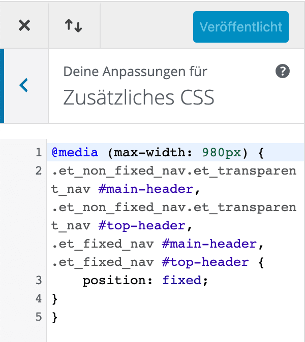 Divi Fixes Menü Im Mobilen Browser Css Anpassung Noprob Oit